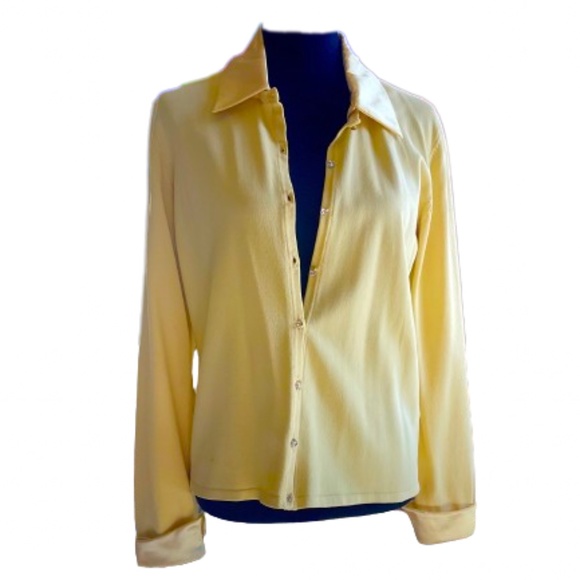 Peter Nygard | Sweaters | Peter Nygard Silk Trimmed Yellow Button Up ...